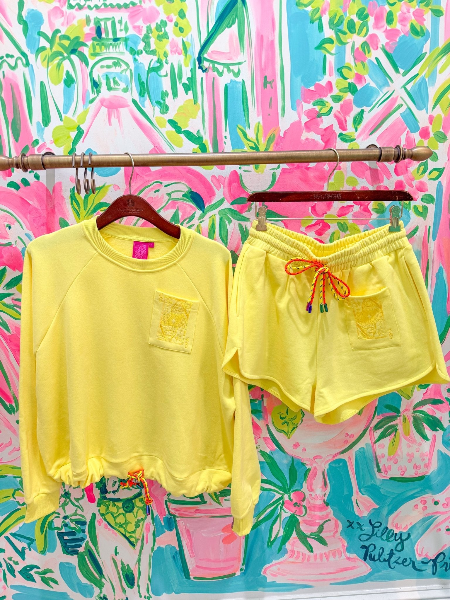 Yellow Tonal QOS Logo Tie Short – The Printed Peach Savannah